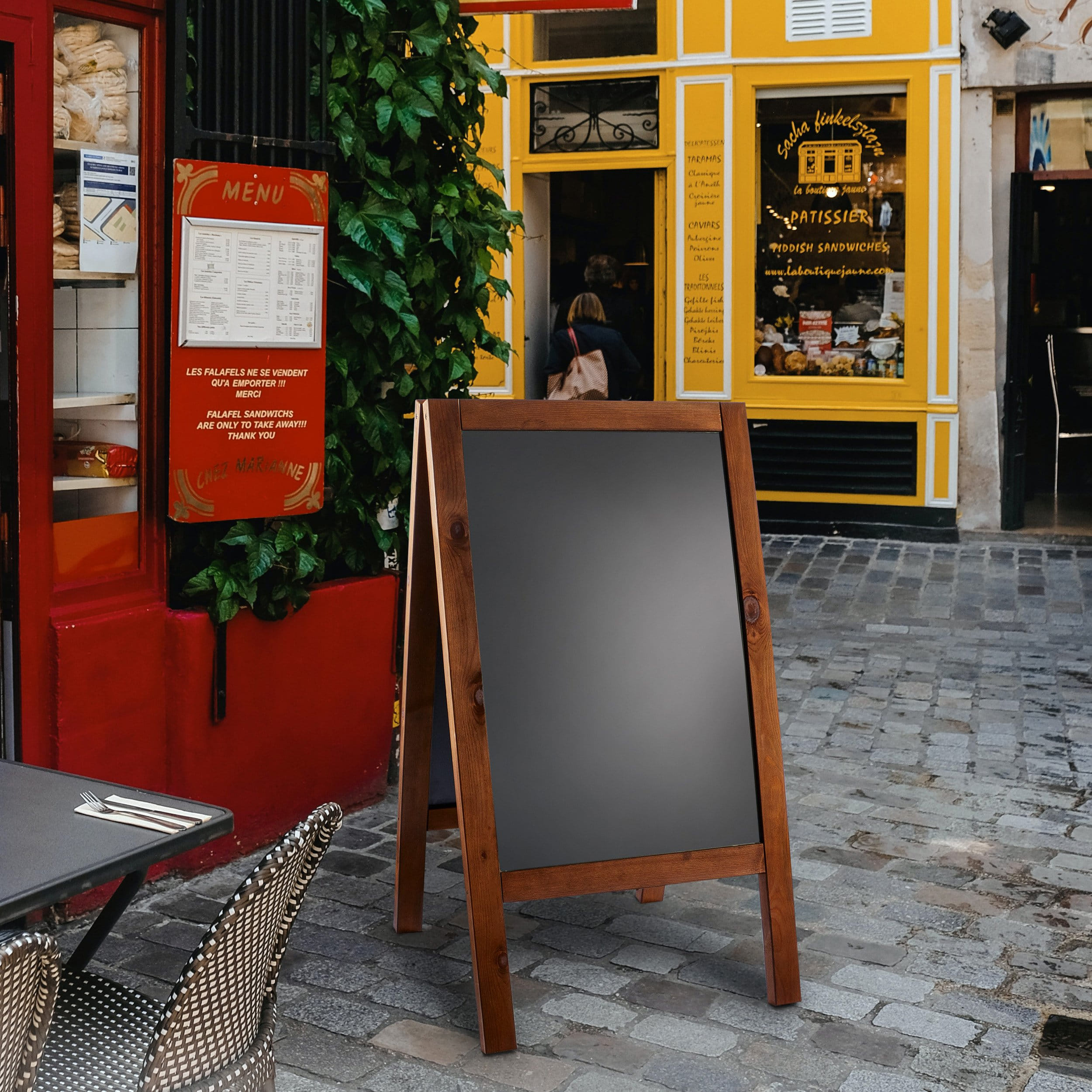 Stoepbord hout WOOD-STOP Pro L outdoor, 53 x 80 cm met krijtbord ...